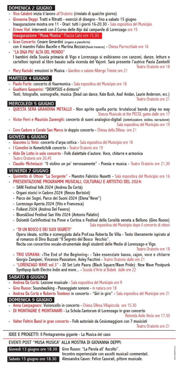Una settimana…degna di note. Musa musica a Lorenzago 2-9 giugno e 13-15 ...